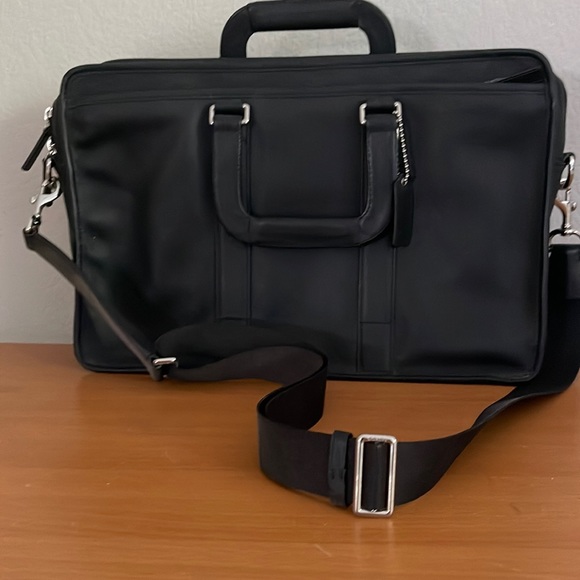 Coach | Accessories | Coach Leather Laptop Bag With Strap 3 ...